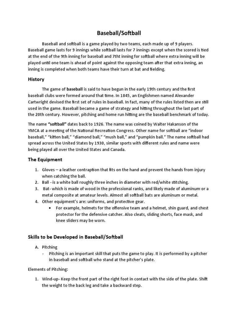 Baseball / Softball | PDF | Softball | Pitcher