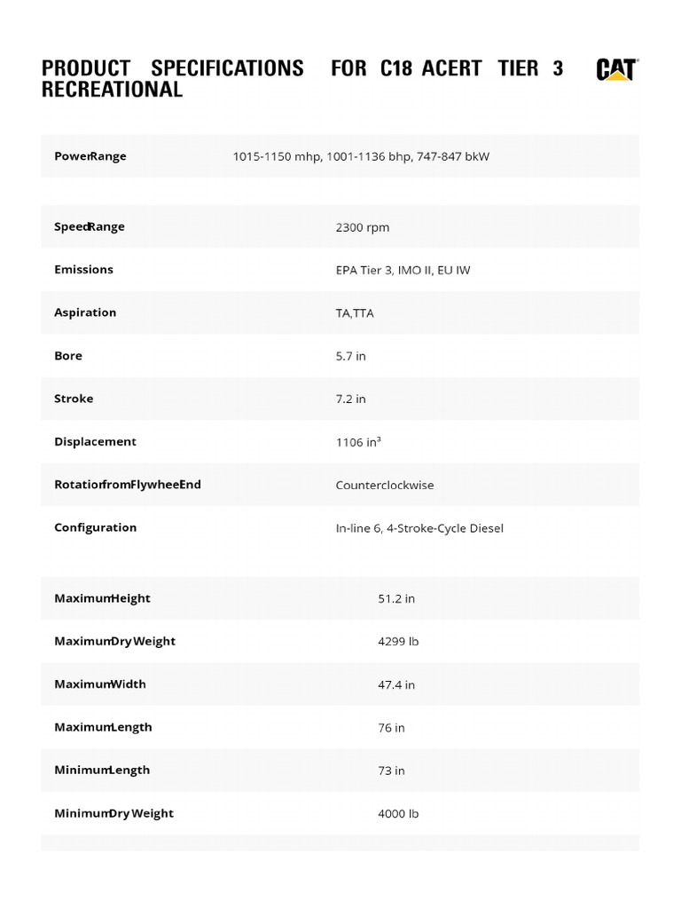 C18 ACERT Tier 3 Recreational PDF | PDF