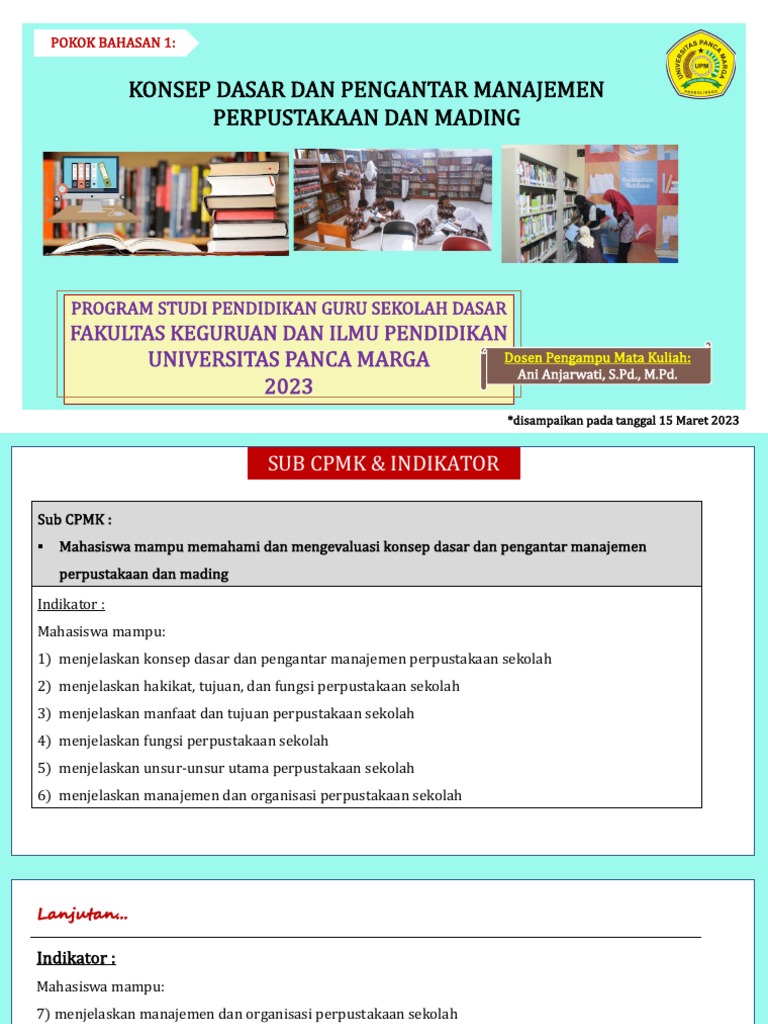 PB 1_ PENGANTAR MANAJEMEN PERPUSTAKAAN DAN MADING .pdf | PDF