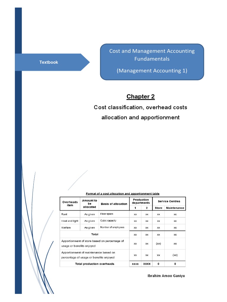 Cost Classification Overhead Costs Alloc | PDF | Cost Of Goods Sold | Cost