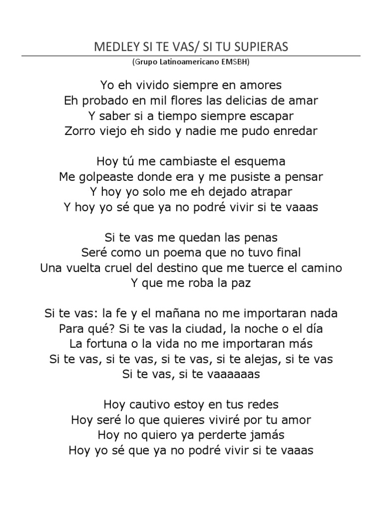 Medley Si Te Vas - Si Supieras | PDF
