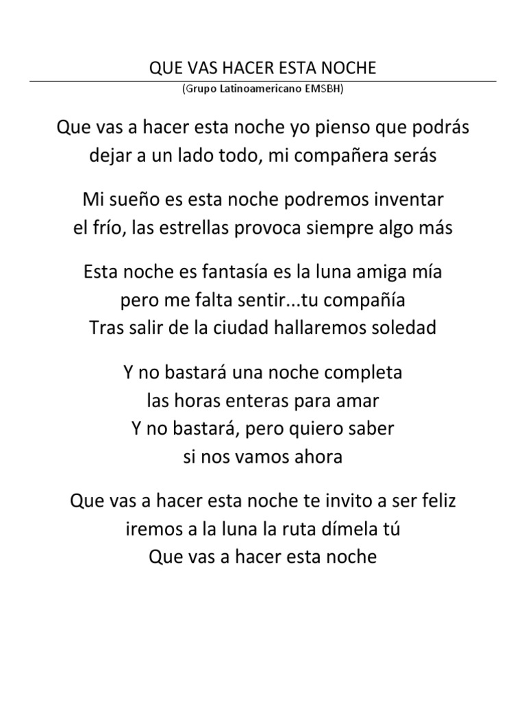 Que Vas Hacer Esta Noche-1 | PDF
