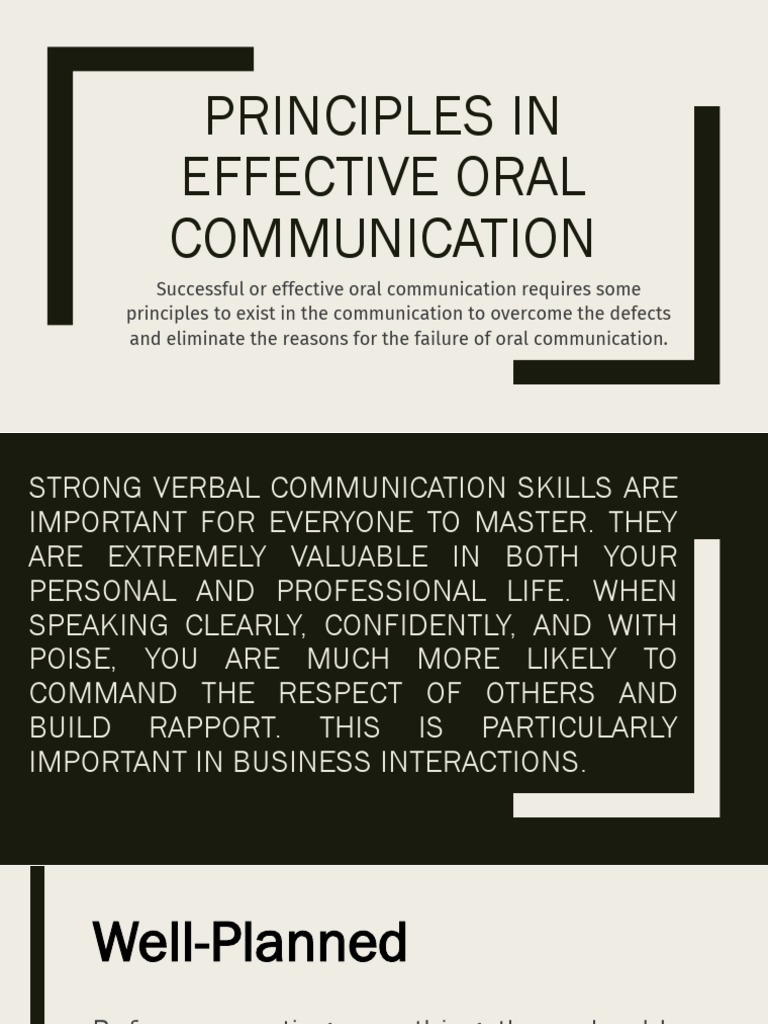 Principles in Effective Oral Communication PDF | PDF | Communication ...