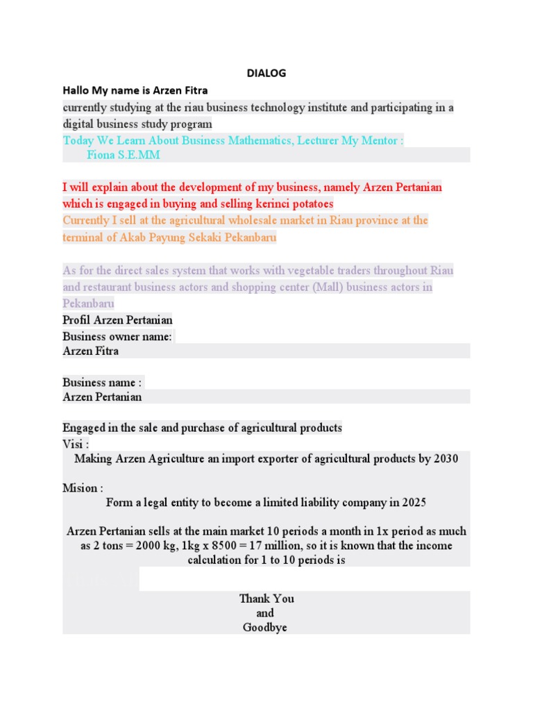 Business Mathematics Dialog | PDF