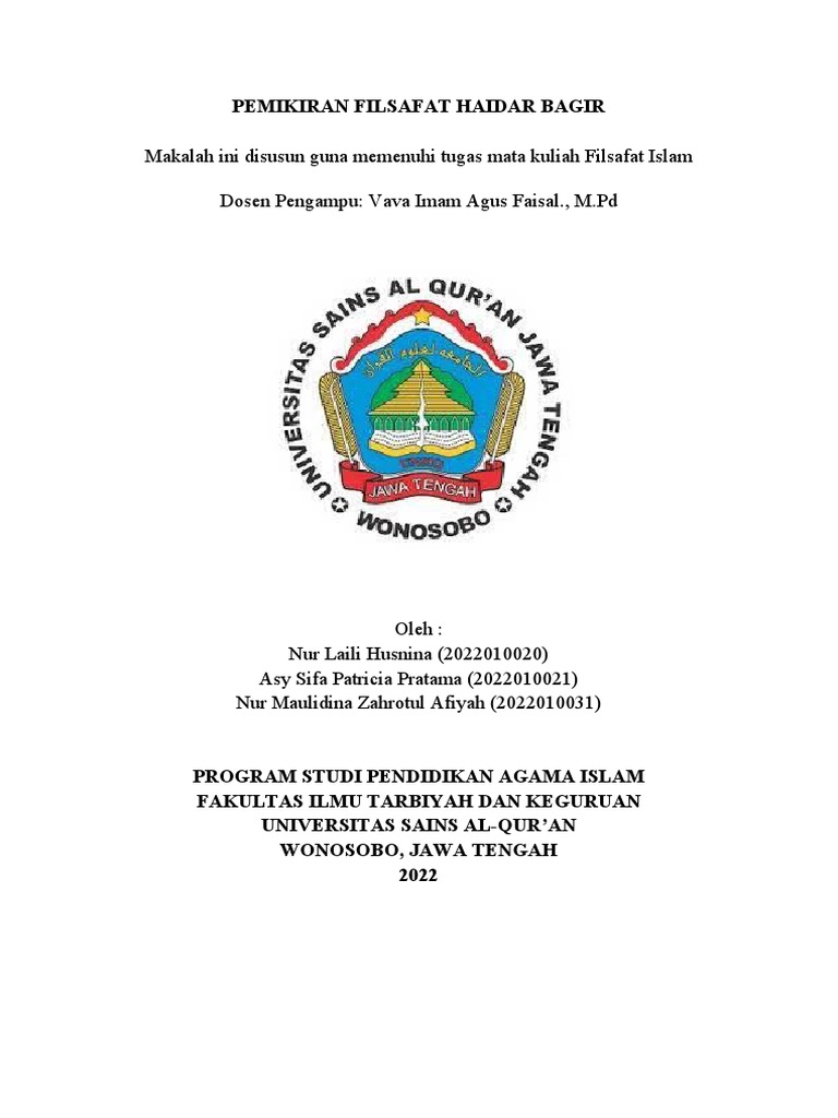 Pemikiran Filsafat Haidar Bagir | PDF | Ilmu Sosial | Filsafat