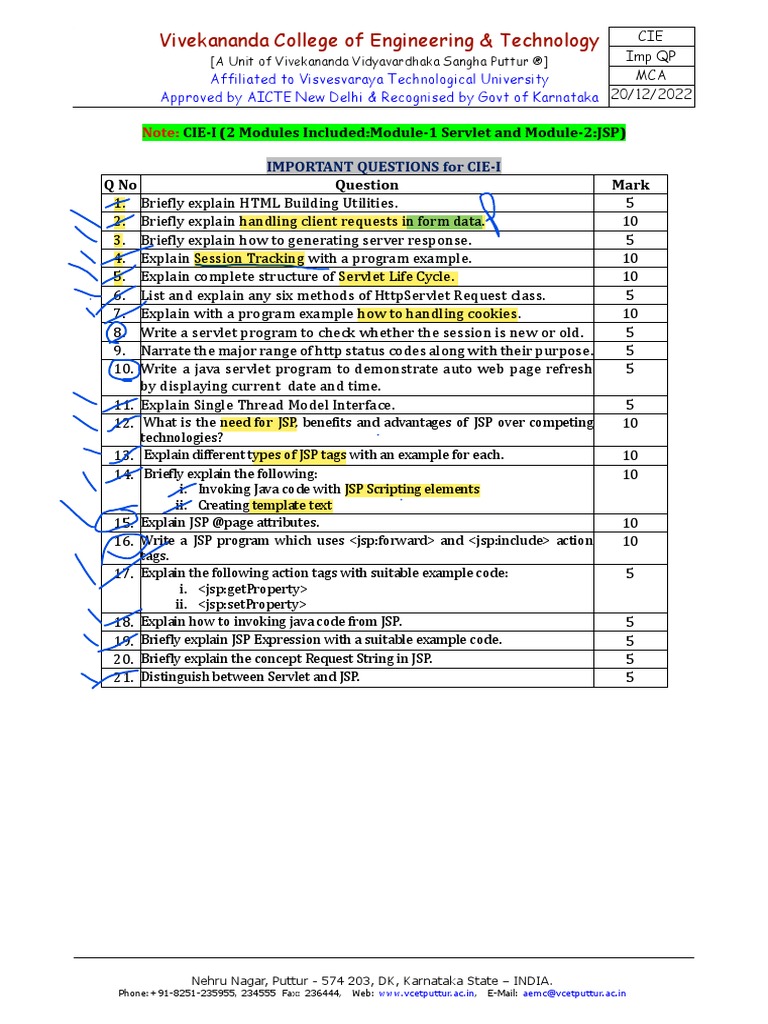 CIE - I-Important Questions | PDF | Software | Hypertext