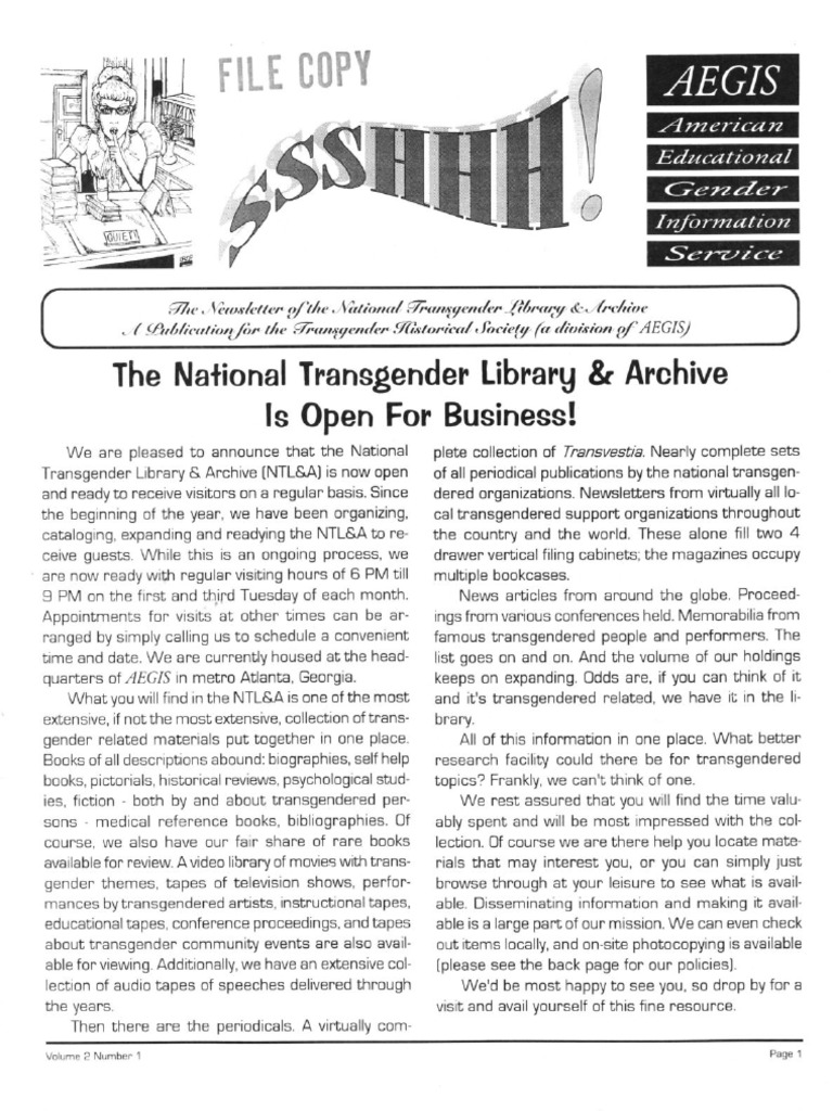 SSSHHH NTLA Newsletter V. 2 No. 1 | PDF