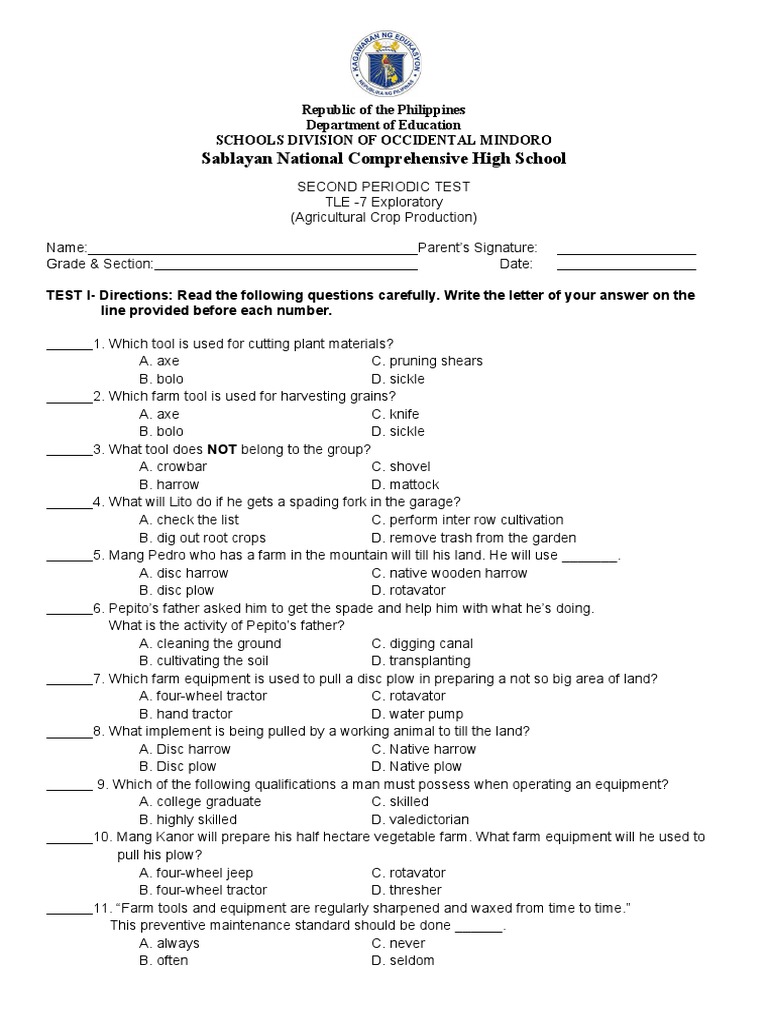 Agricultural Crop Production Exam | PDF | Area | Irrigation