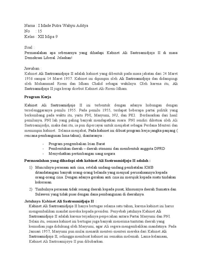 Sejarah Indonesia - XII Mipa 9 - 15 - I Made Putra Wahyu Aditya | PDF Sejarah Indonesia - XII Mipa 9 - 15 - I Made Putra Wahyu Aditya | PDF