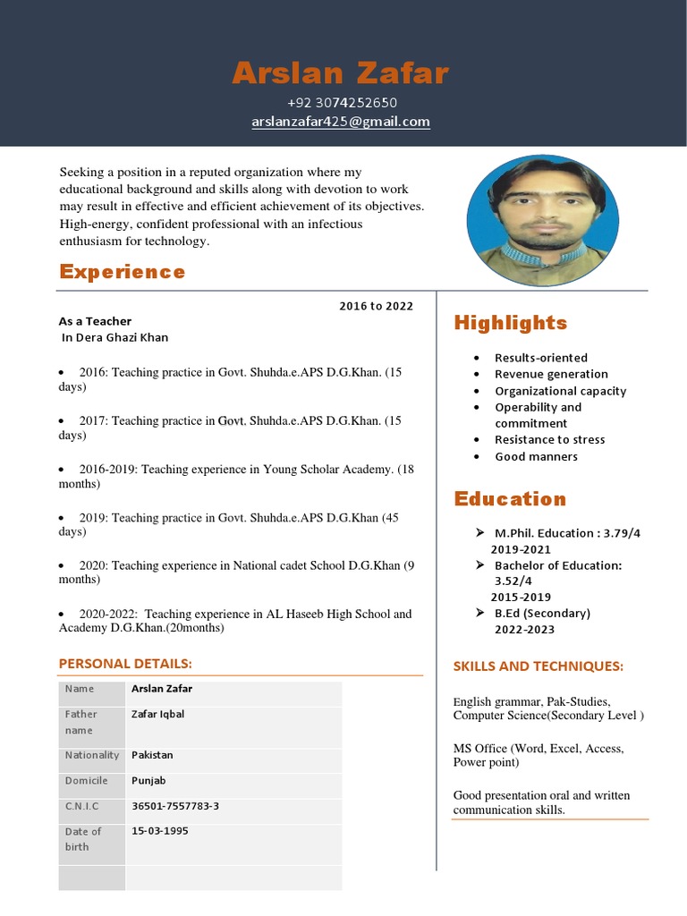 Arslan Zafar Resume PDF | PDF | Communication | Cognition