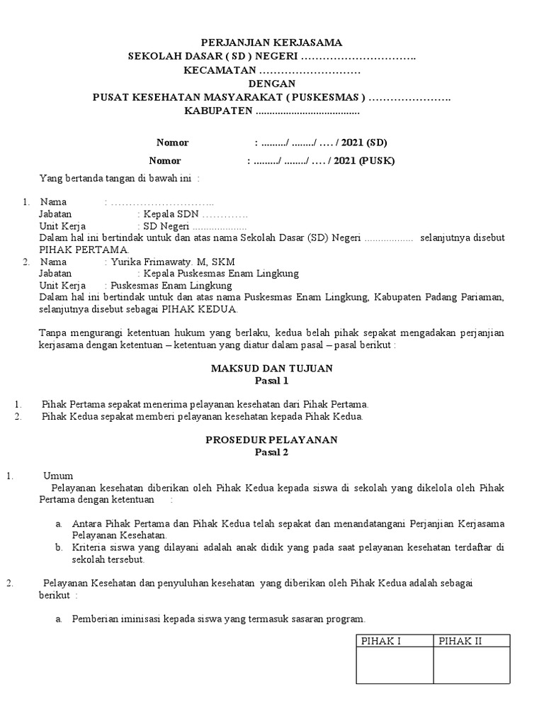 Perjanjian Kerjasama(Mou) Yg Benar | PDF