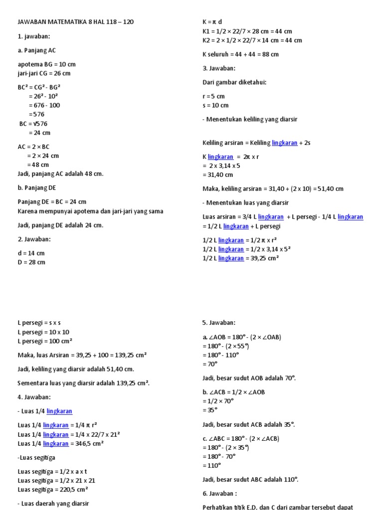 Jawaban Matematika 8 Hal 118 | PDF | Metode & Bahan Ajar