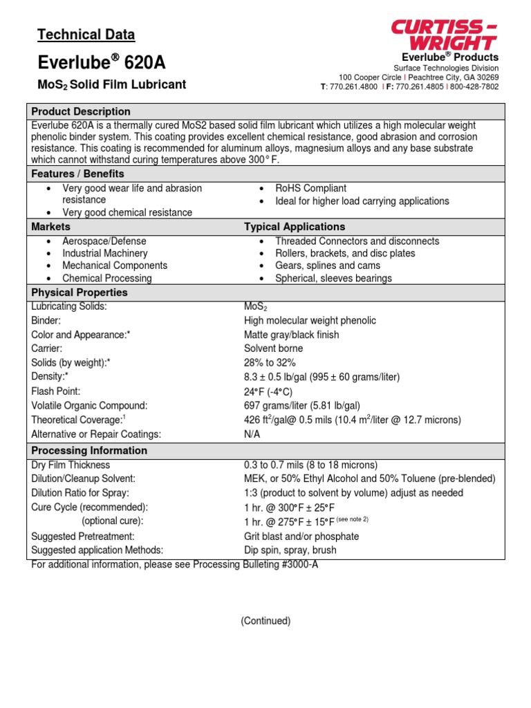 Everlube 620 ATDS | PDF | Solid | Coating