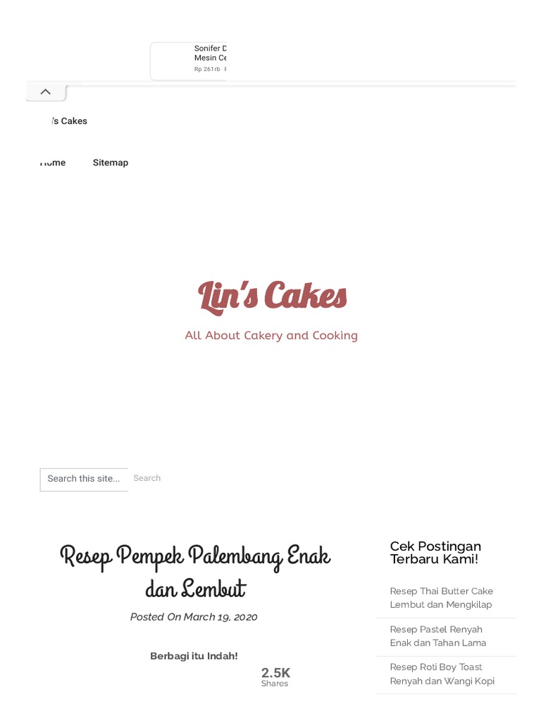 Resep Pempek Palembang Enak Dan Lembut - Lin's Cakes | PDF | Memasak ...