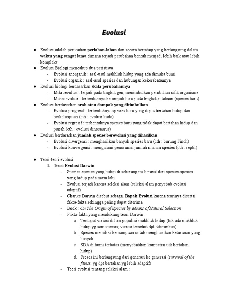 Evolusi - Biologi | PDF | Sains & Matematika