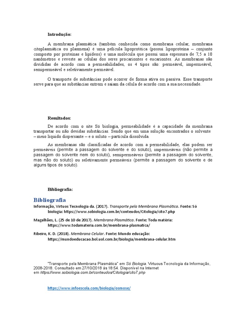 Relatório de Biologia | PDF