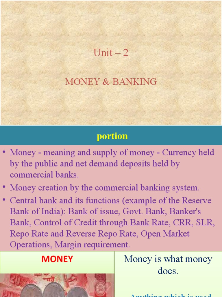 Money & Banking Unit - Key Concepts | PDF