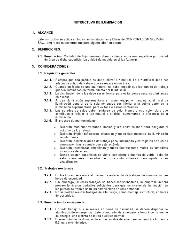 Instructivo para Iluminacion | PDF