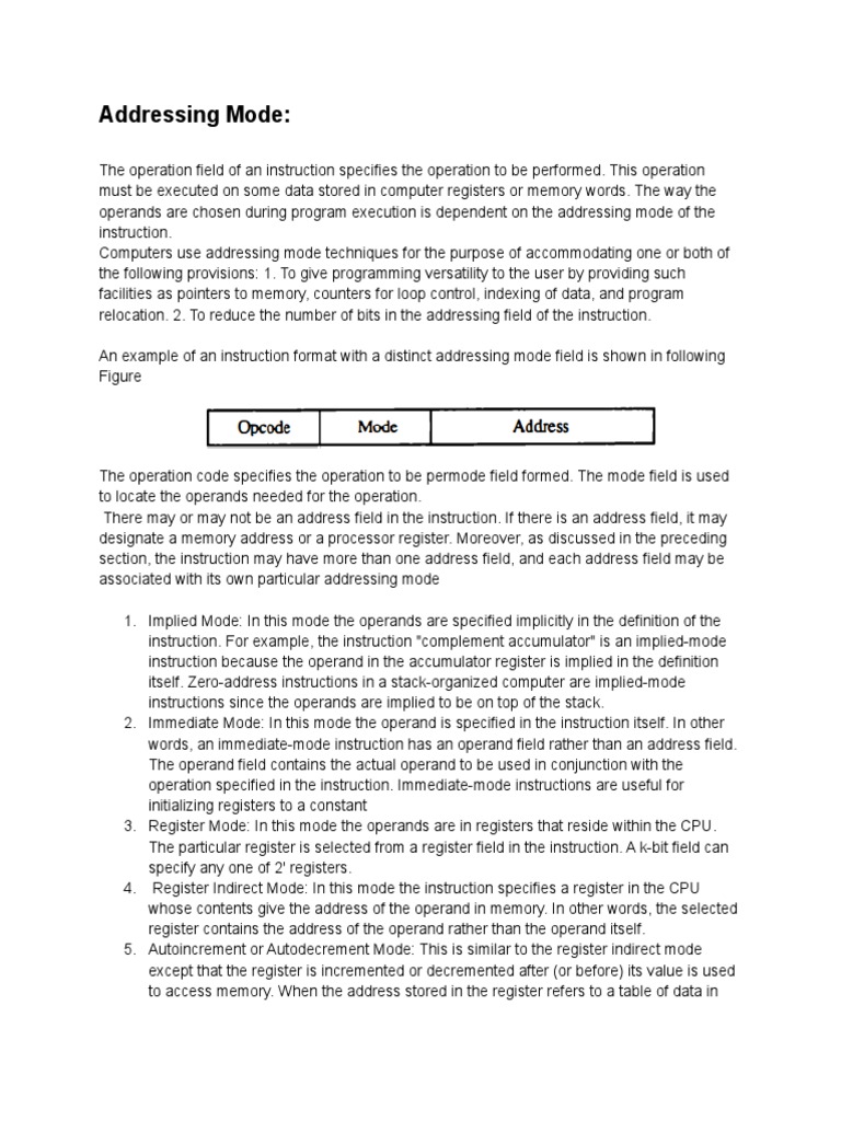 Addressing Mode PDF | PDF | Computing | Computer Architecture Addressing Mode PDF | PDF | Computing | Computer Architecture