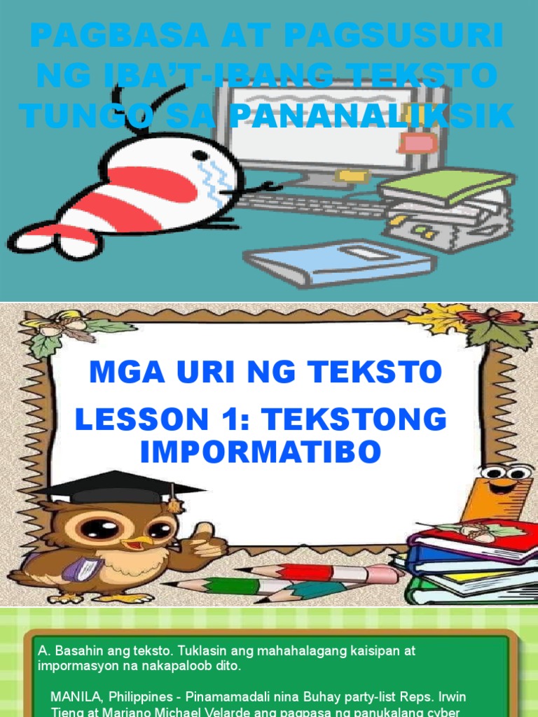 Pagbasa at Pagsusuri Lesson 1 | PDF Pagbasa at Pagsusuri Lesson 1 | PDF