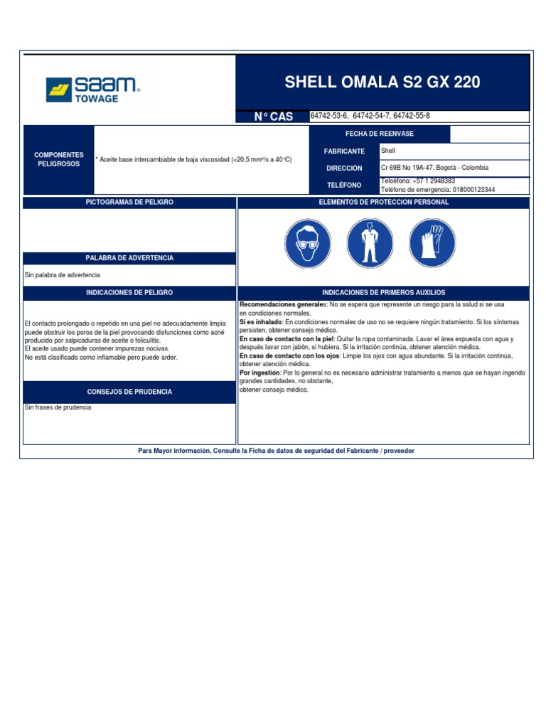 Shell Omala S2 GX 220 | PDF | Especialidades Medicas