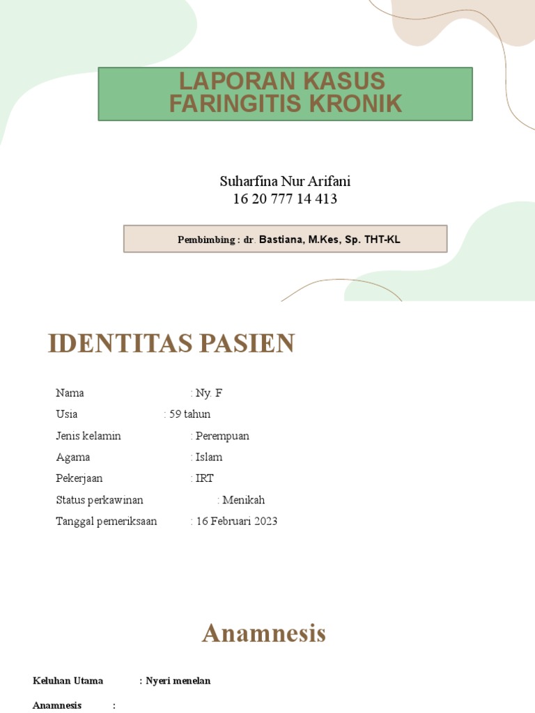 Kasus Laring Faring Faringitis Kronik Fina | PDF