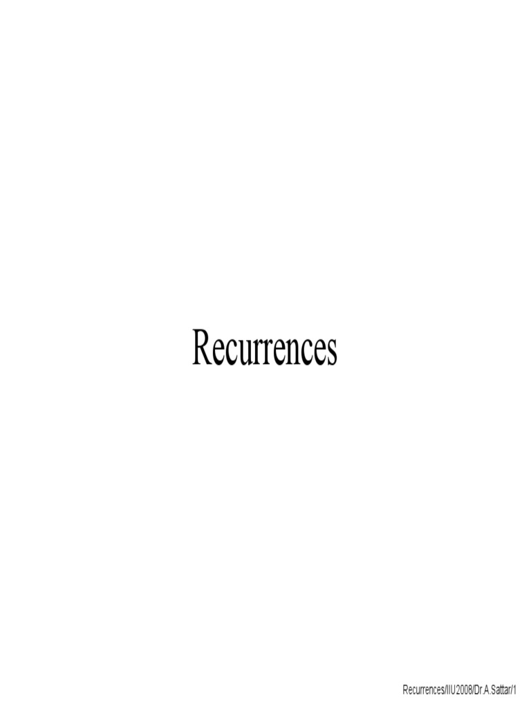 Recurrences Pdf Recurrence Relation Mathematical Analysis