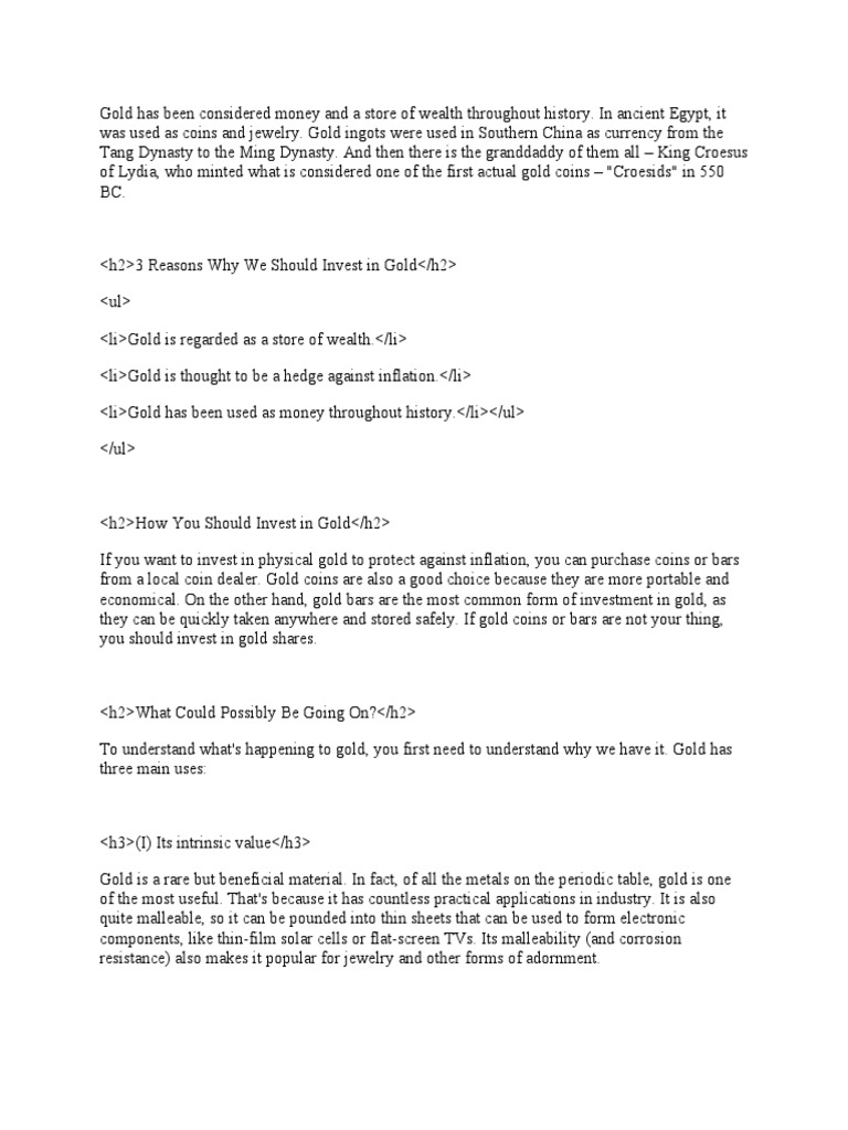 Untitled Document - Edited | PDF | Gold | Gold As An Investment