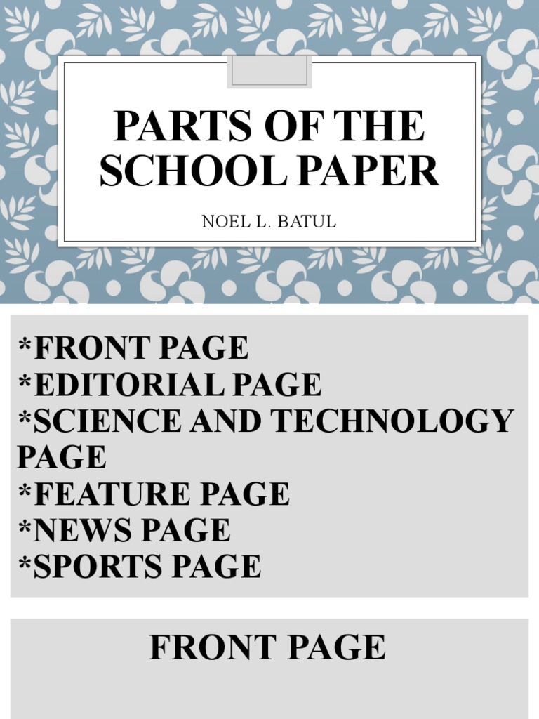 Parts of School Paper (BATUL, LAC) | PDF | Business | Home & Garden