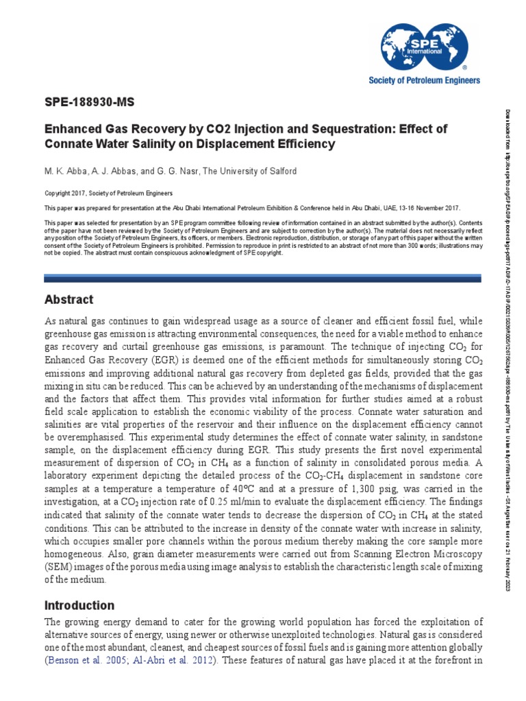 Enhanced Gas Recovery by CO2 Injection and Sequestration Effect of ...