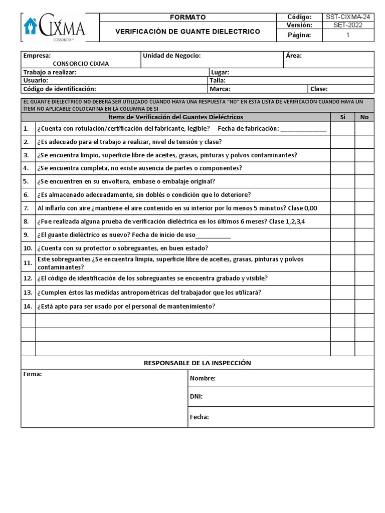 Check List Guantes Dielectricos | PDF