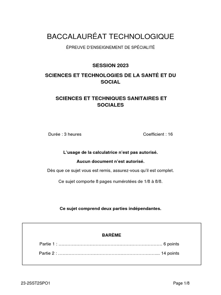Sujet Bac ST2S 2023 Polynésie | PDF | Crème solaire | Ultra-violet