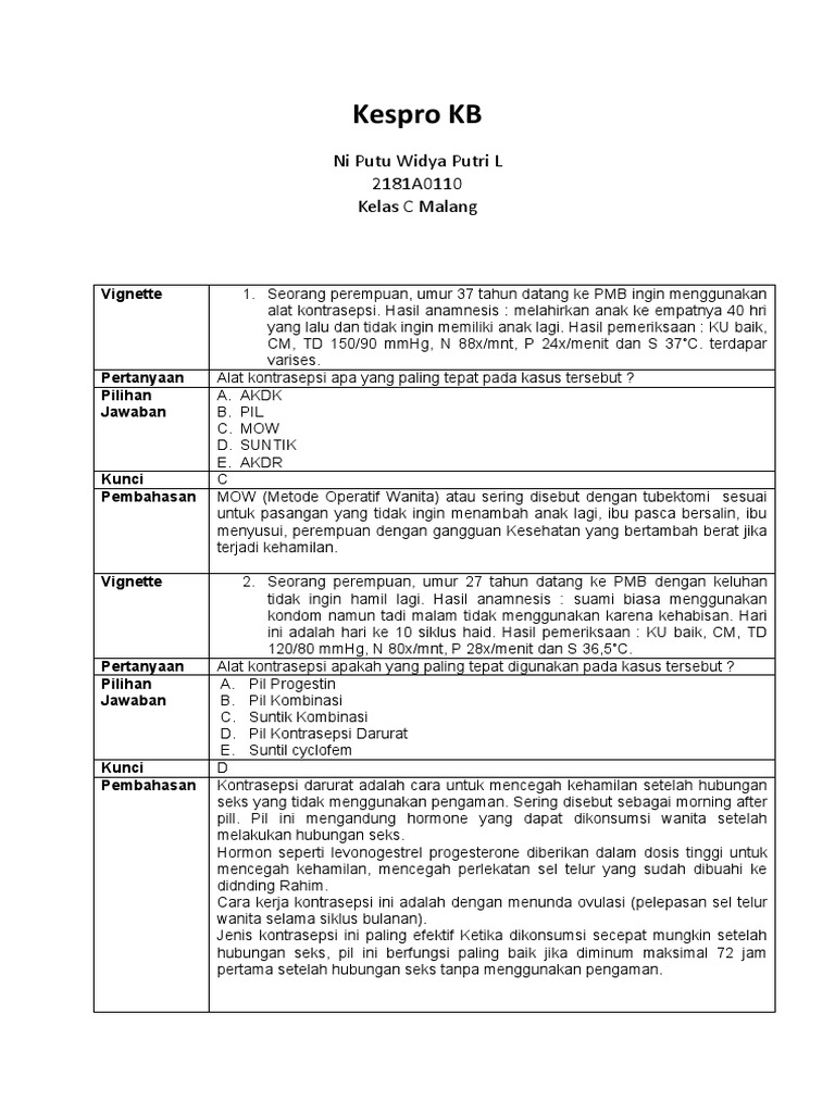Soal Ukom Kespro KB | PDF | Sains & Matematika