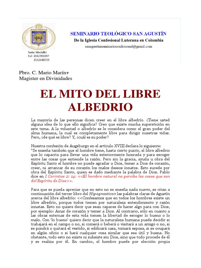 El Mito Del Libre Albedrio | PDF | Libre albedrío | Gracia divina