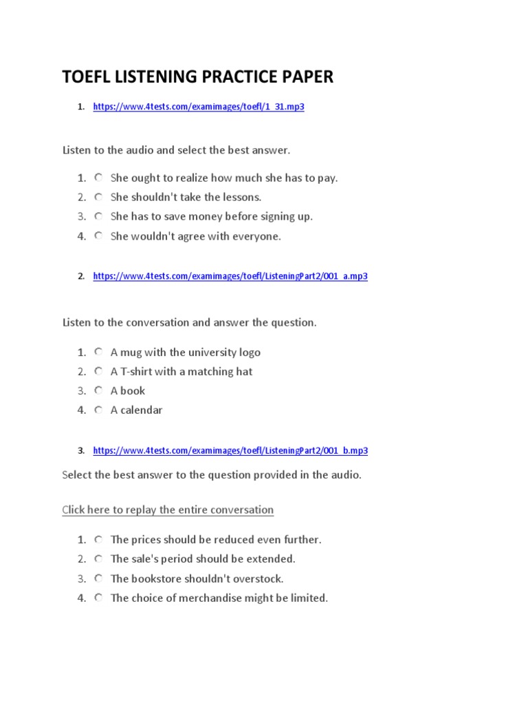 1614579333TOEFL Listening Practice Paper 2 | PDF | Biotechnology ...