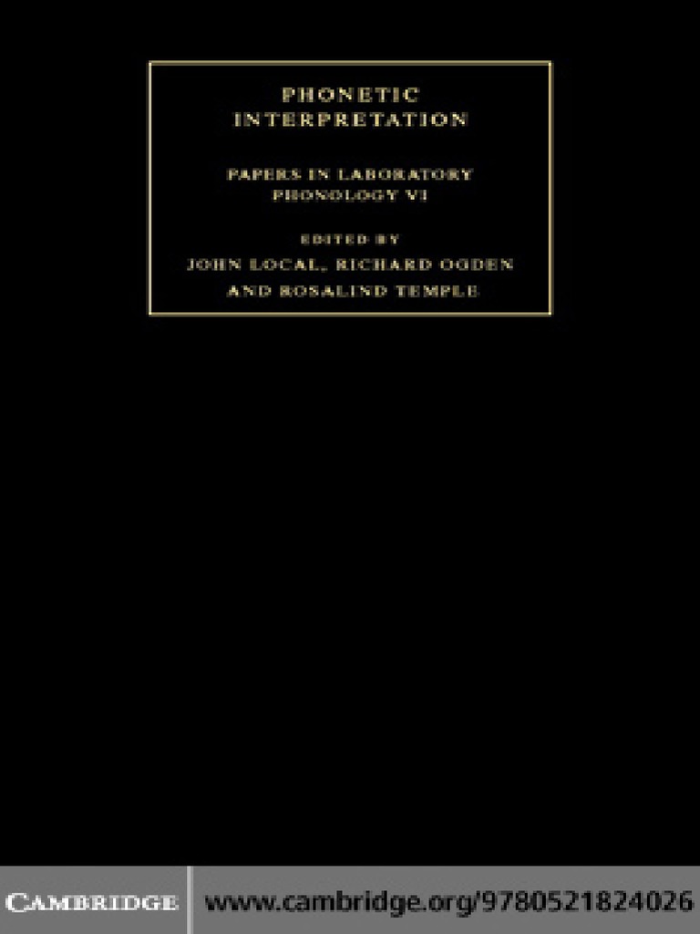 Phonetic Interpretation - Papers in Laboratory Phonology VI (Papers in ...