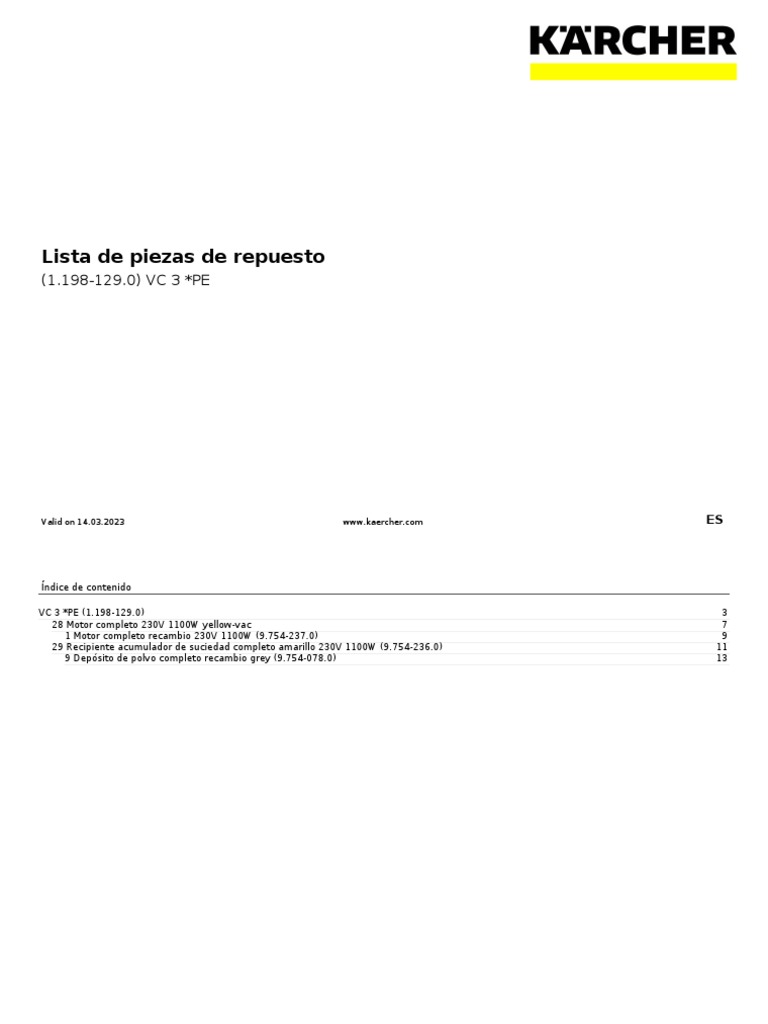 Lista de Repuestos VC 3 *PE | PDF | Vehículos | Vehículo de motor