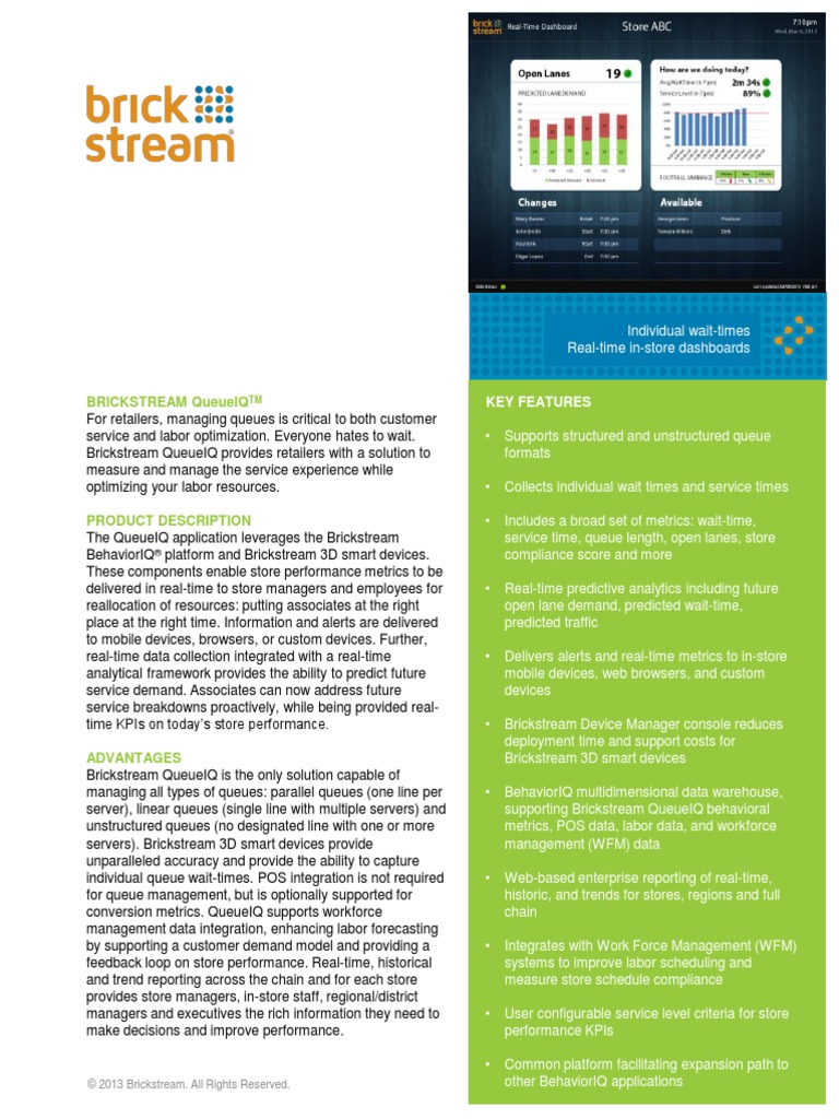 Brickstream QueueIQ Datasheet - 12-30-13 | PDF | Analytics ...