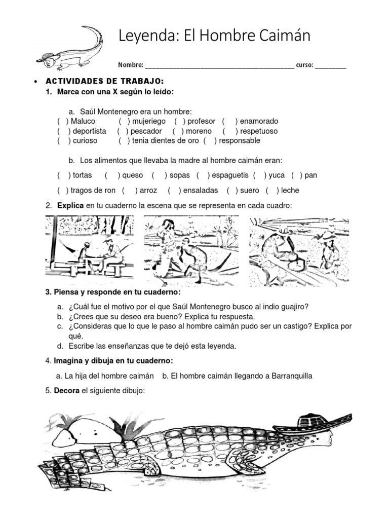 Actividades Leyenda Hombre Caiman | PDF