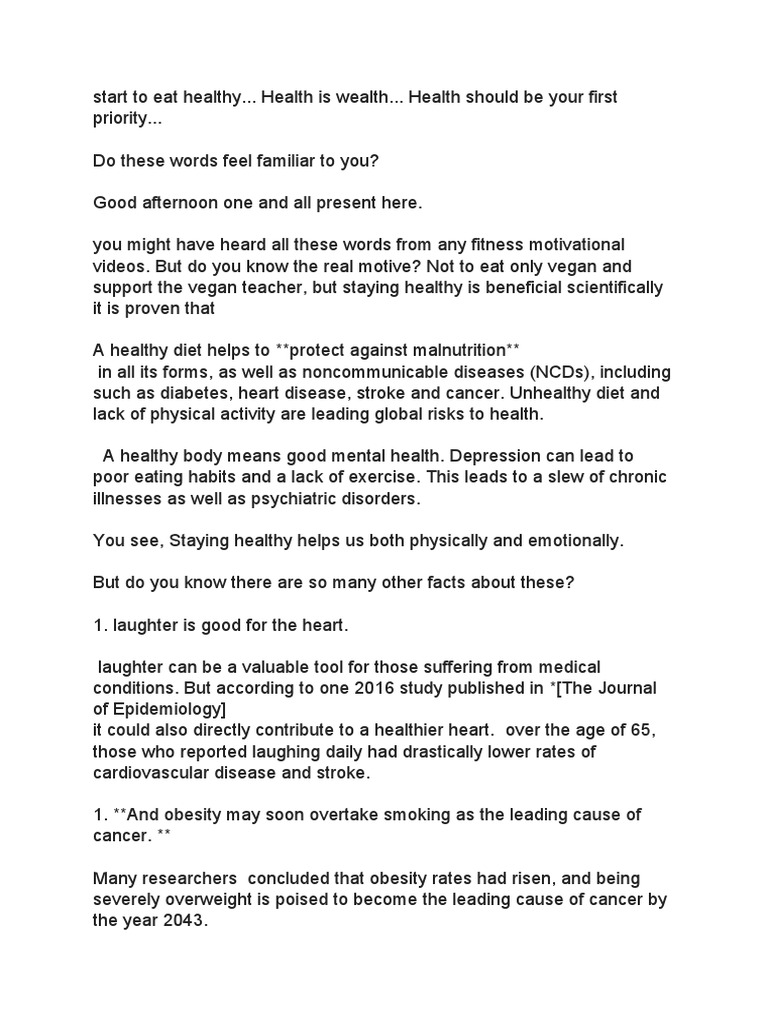 Sai Speech | PDF | Obesity | Healthy Diet