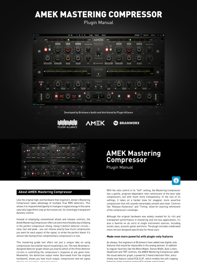 AMEK Mastering Compressor Manual | PDF | Sound Technology | Computer Engineering