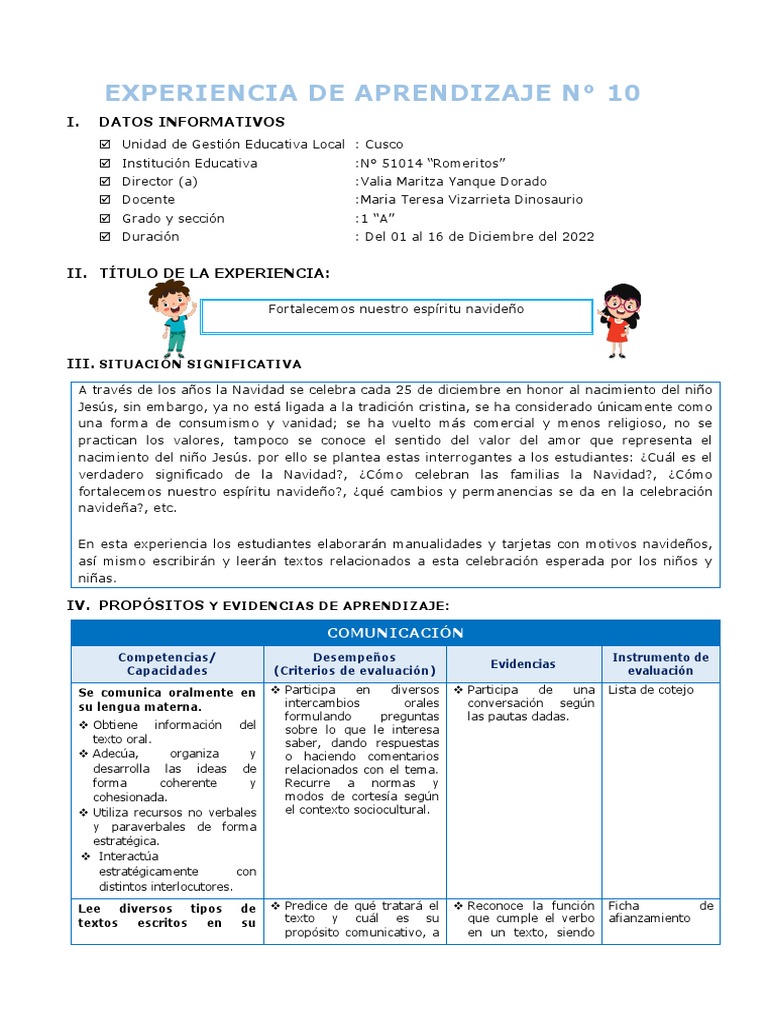 Experiencia de Aprendizaje X - Editora Quipus Perú | PDF | Evaluación | Navidad