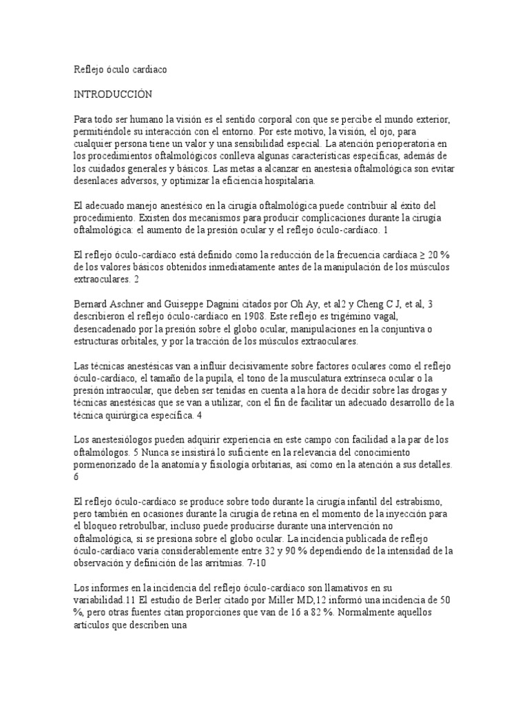 Reflejo Óculo-Cardiaco en Cirugía | PDF | Anatomía humana | Medicina ...