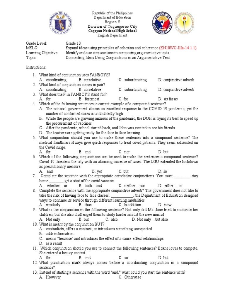 Summative Grade 10 English Cnhs Pdf Linguistics