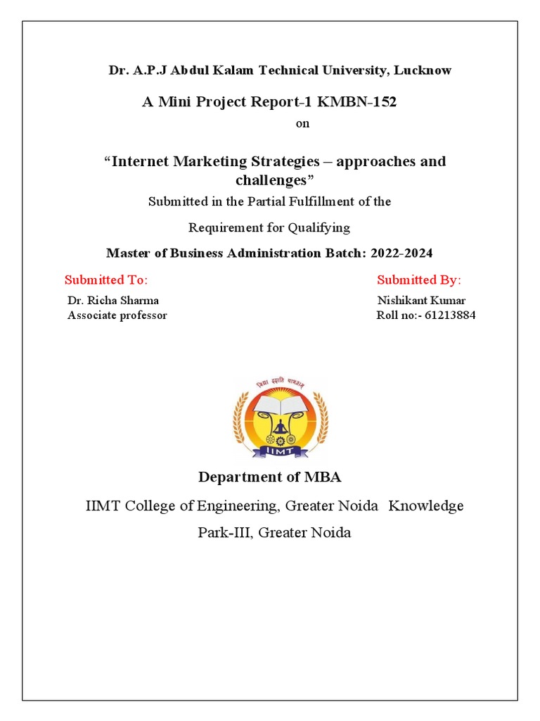 NK Final Mini Project For Xerox | PDF | Marketing | Digital Marketing