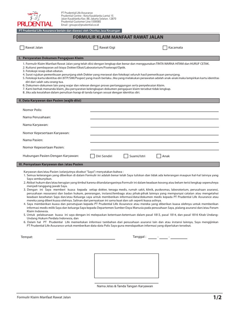 Formulir Klaim Manfaat Rawat Jalan | PDF