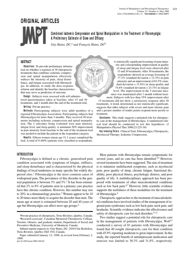 JMPT A Combined Ischemic Compression and Spinal Manipulation in The ...