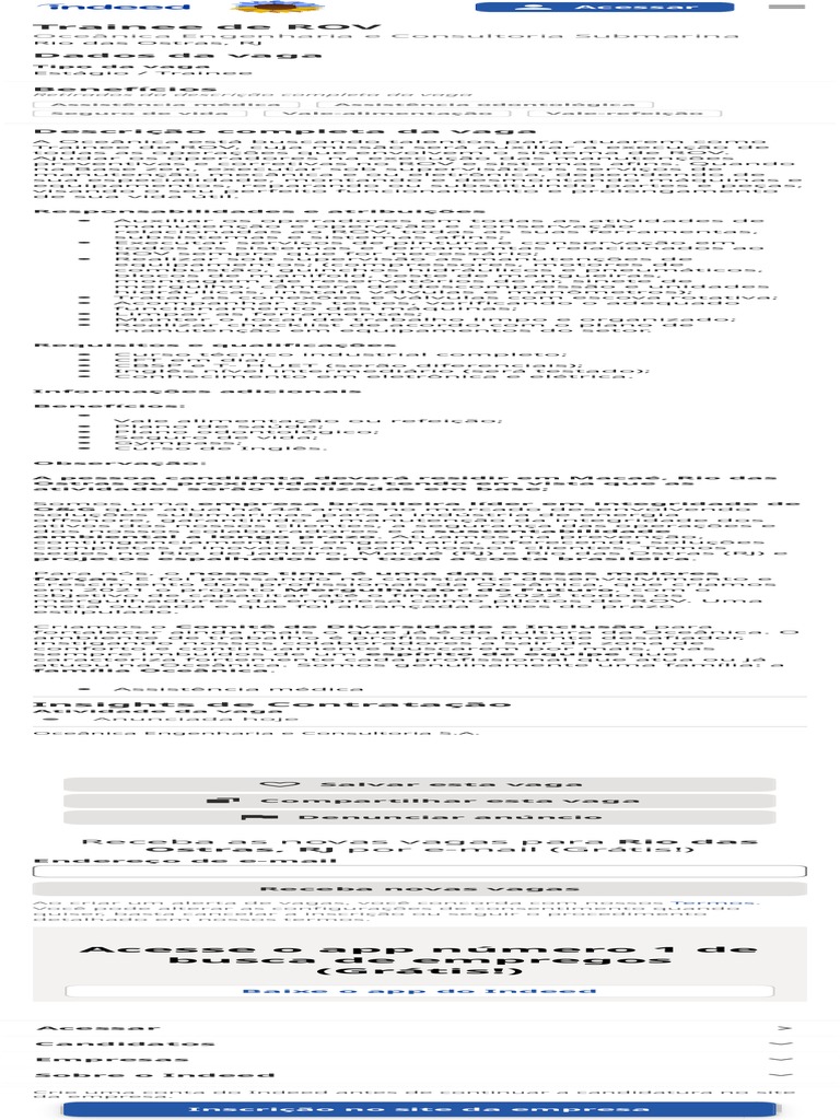 Trainee de ROV - Rio Das Ostras, RJ | PDF | Privacidade na internet ...