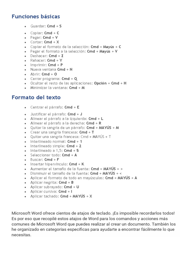 Comandos word y generales (mac) | PDF | Buscador (software) | Ventana (informática)