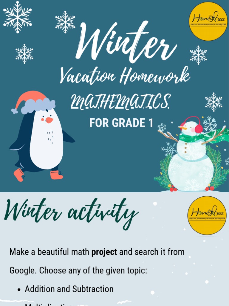 Maths Project Grade 1 Winter Vacation Activity | PDF